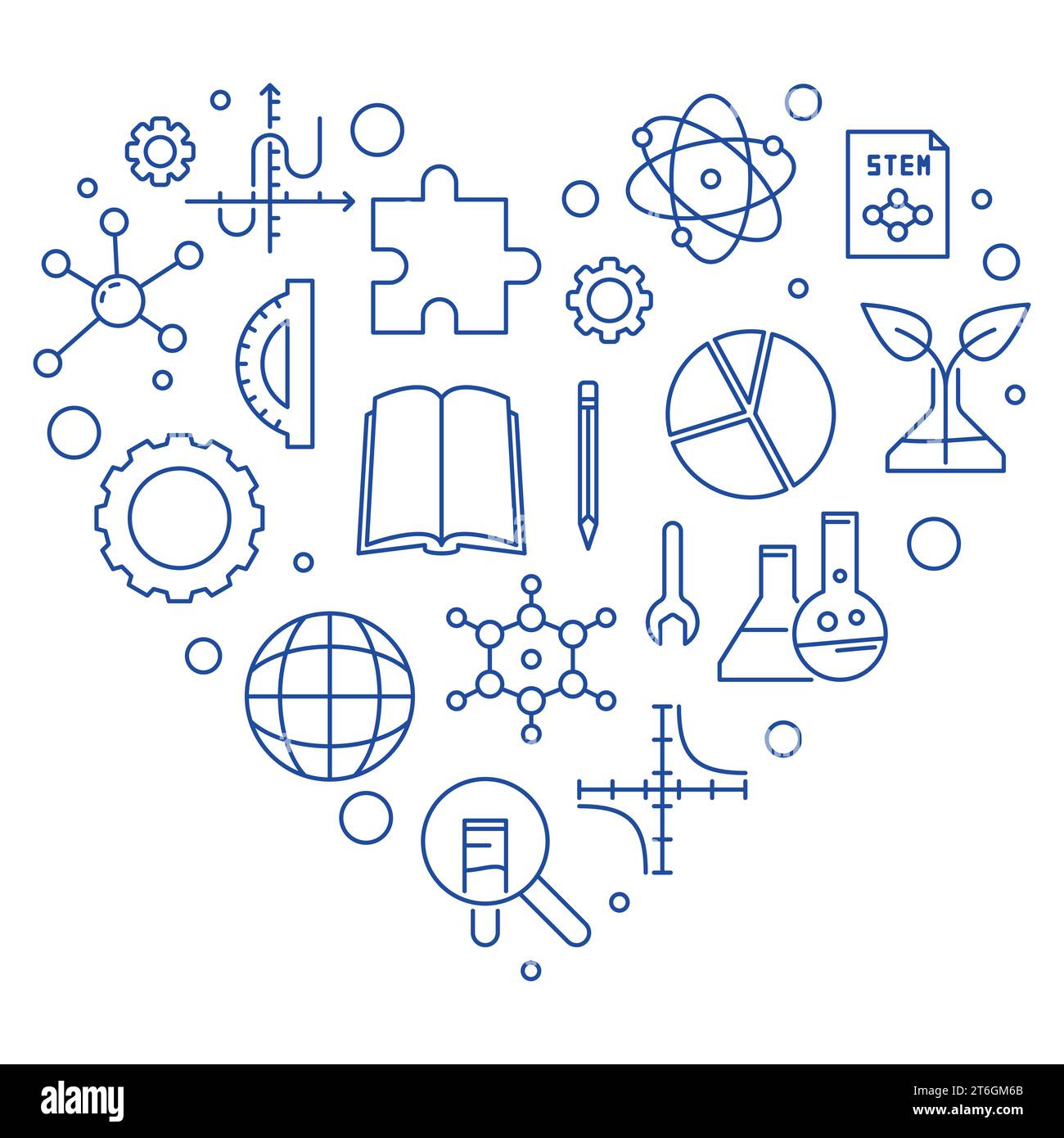 I Love STEM heart shaped minimal thin line blue banner - Science ...