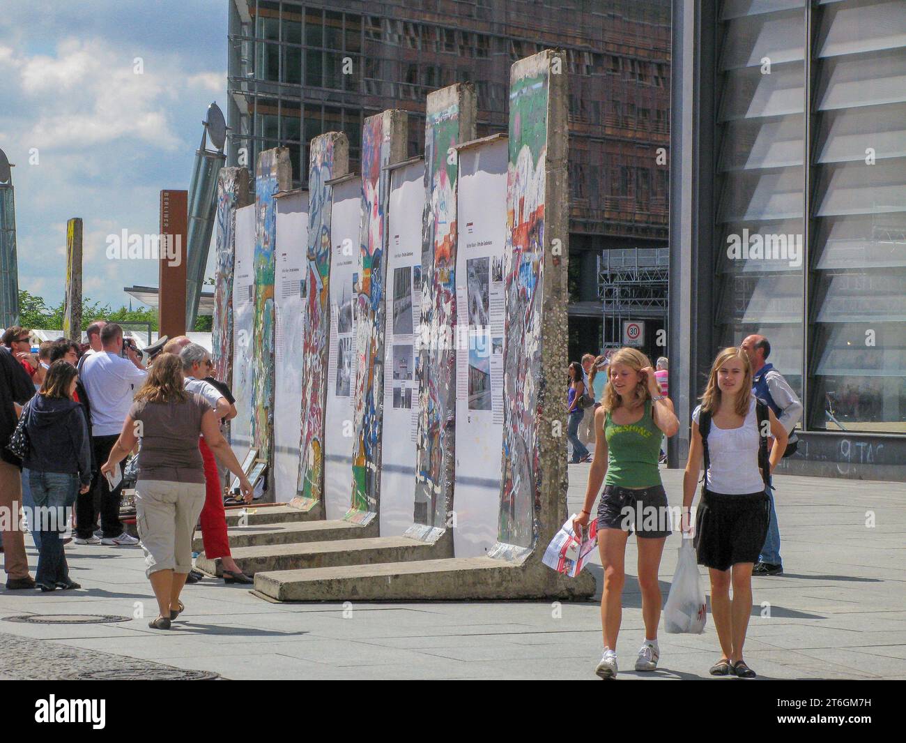 Germany, Berlin; Parts of the Berlin Wall stand the on Potsdamer Platz ...