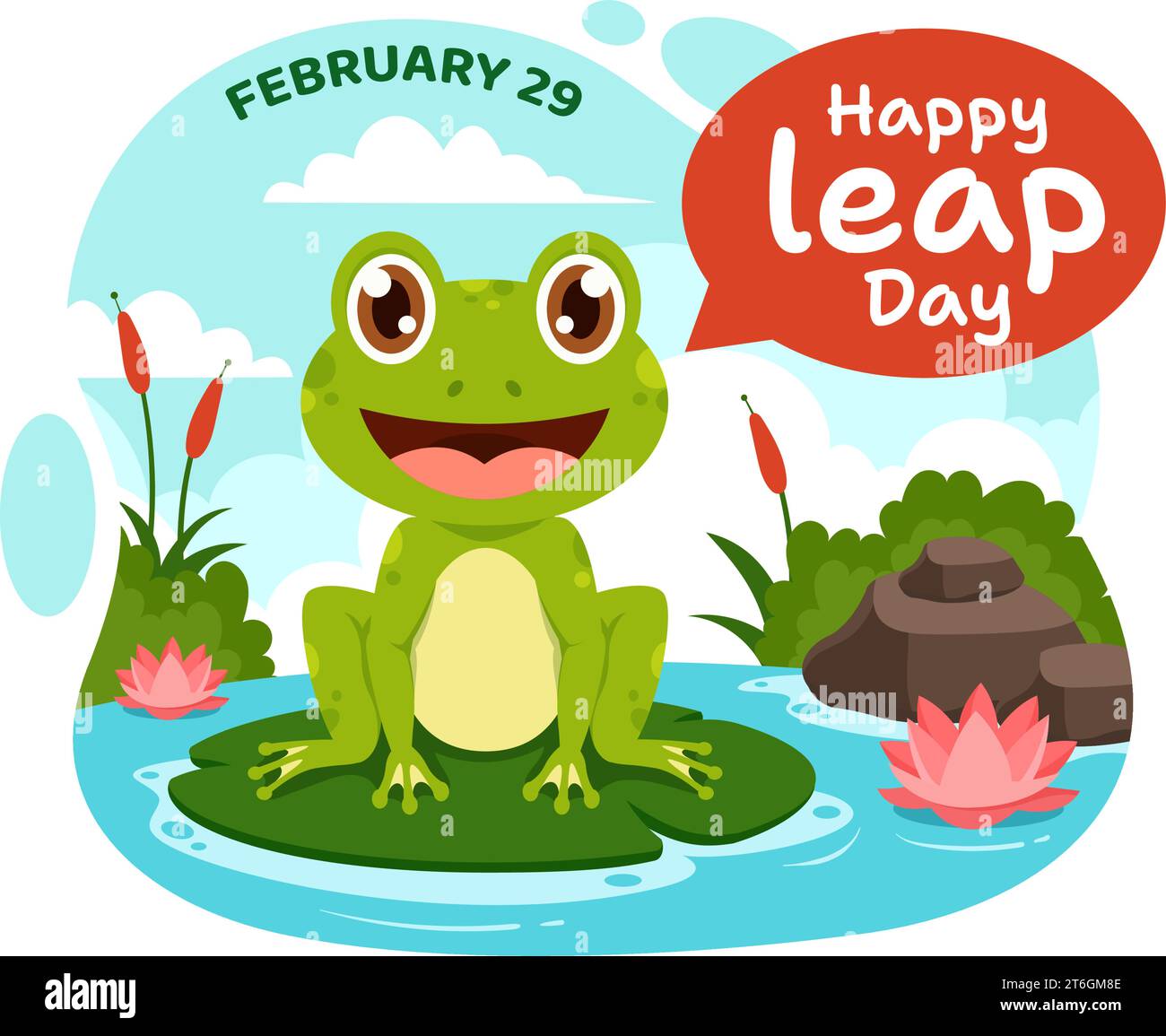Happy Leap Day Vector Illustration on 29 February with Jumping Frogs ...
