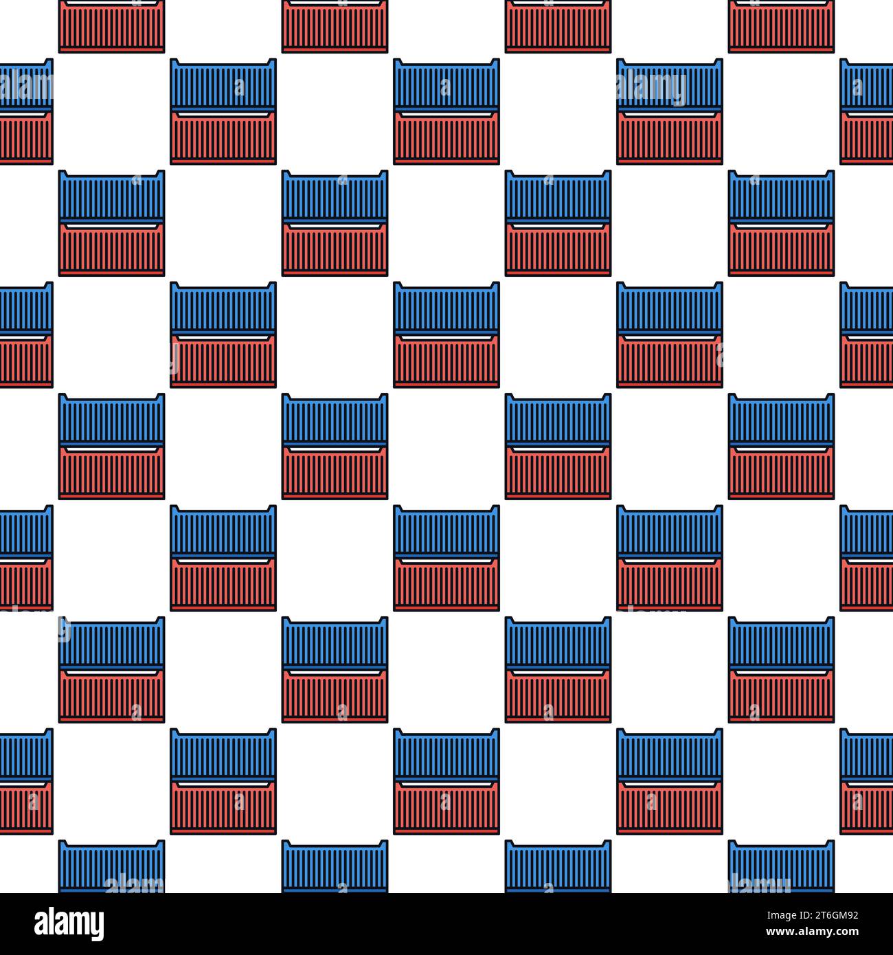 Two Shipping Containers Vector Intermodal Cargo Concept Modern Seamless Pattern Stock Vector