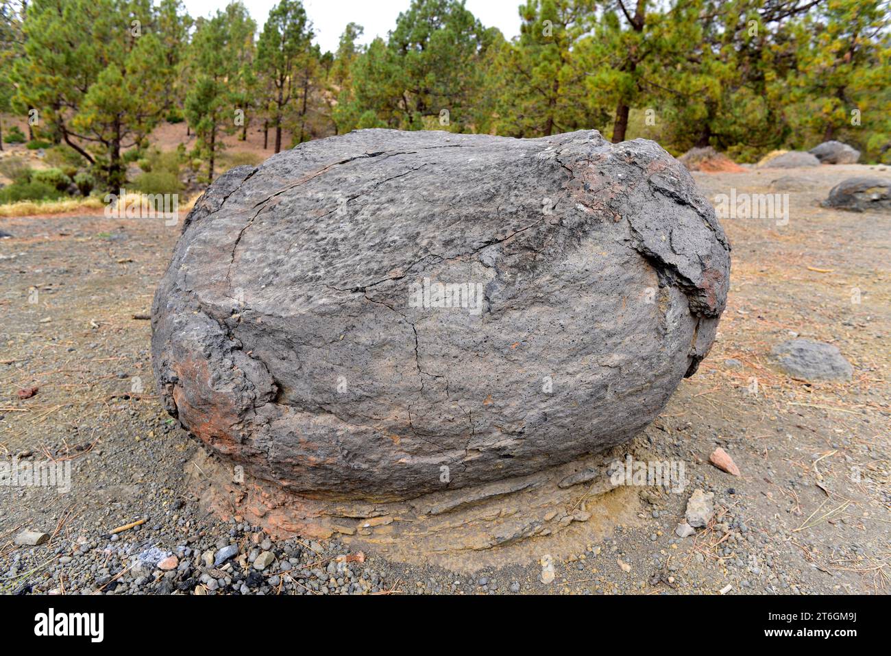 Bolus of basalt in proces of weathering. Las Lajas, Vilaflor, Tenerife ...