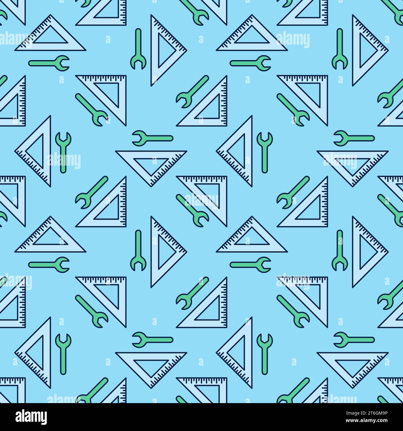 Wrench and Triangular Ruler vector concept colored seamless pattern ...