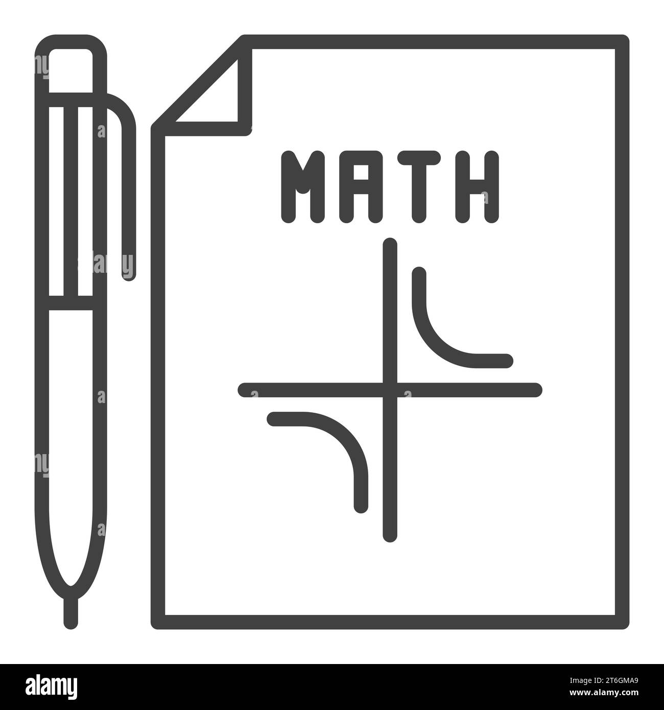 Math Paper With Pen Vector Mathematics Concept Outline Icon Or Symbol Stock Vector Image And Art