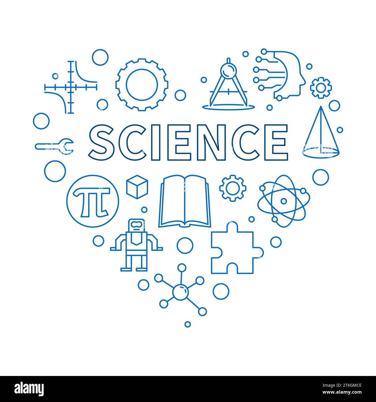 Science Heart outline STEM concept banner. Vector Illustration Stock ...