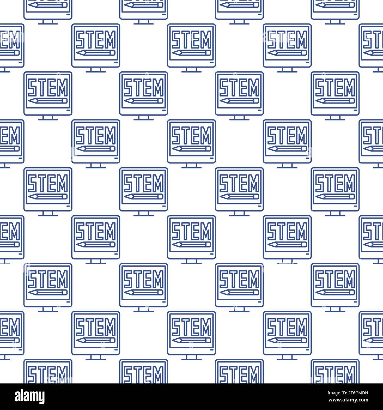STEM Desktop Computer vector Monitor concept outline seamless pattern ...