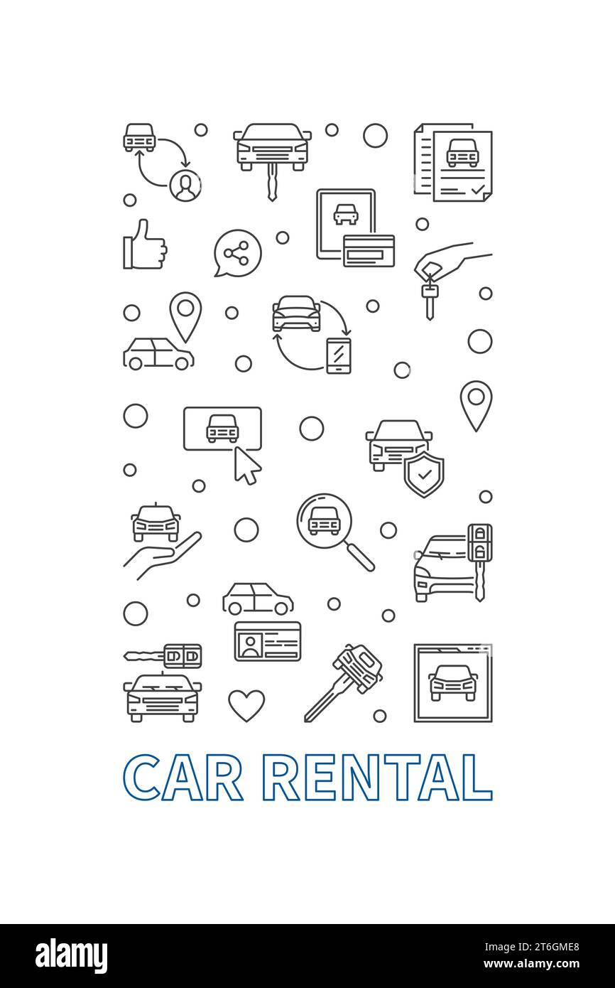 Car Rental concept vertical banner for Hire Agency. Thin line ...
