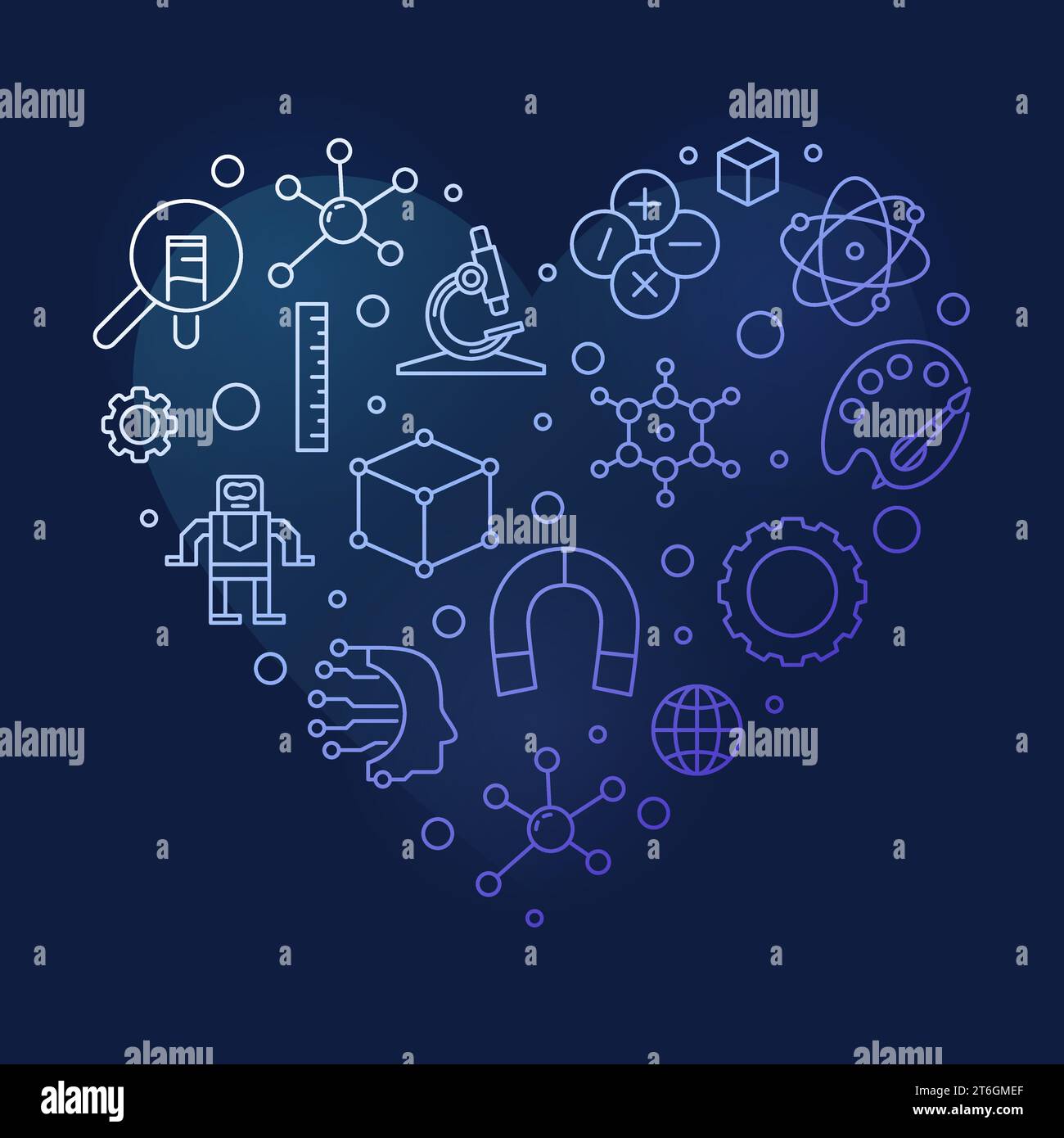 I Love STEAM heart shaped blue modern outline banner - Science concept ...