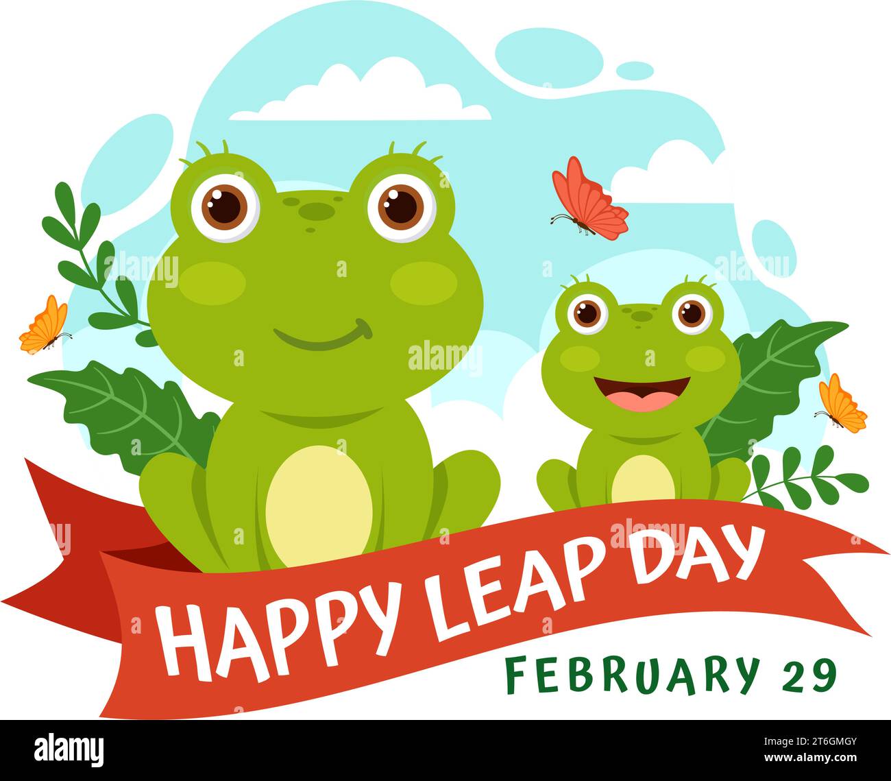 Happy Leap Day Vector Illustration on 29 February with Jumping Frogs ...