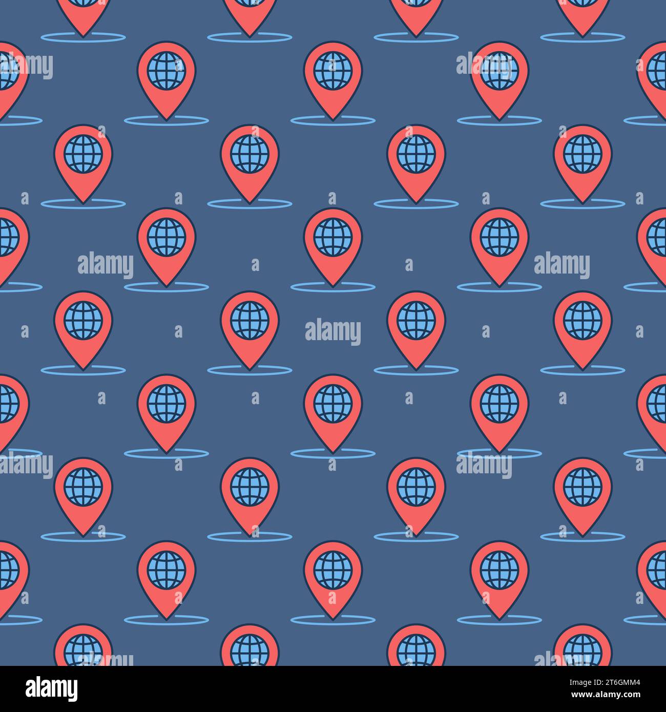 Geo Pin with Globe inside vector concept colored seamless pattern Stock ...