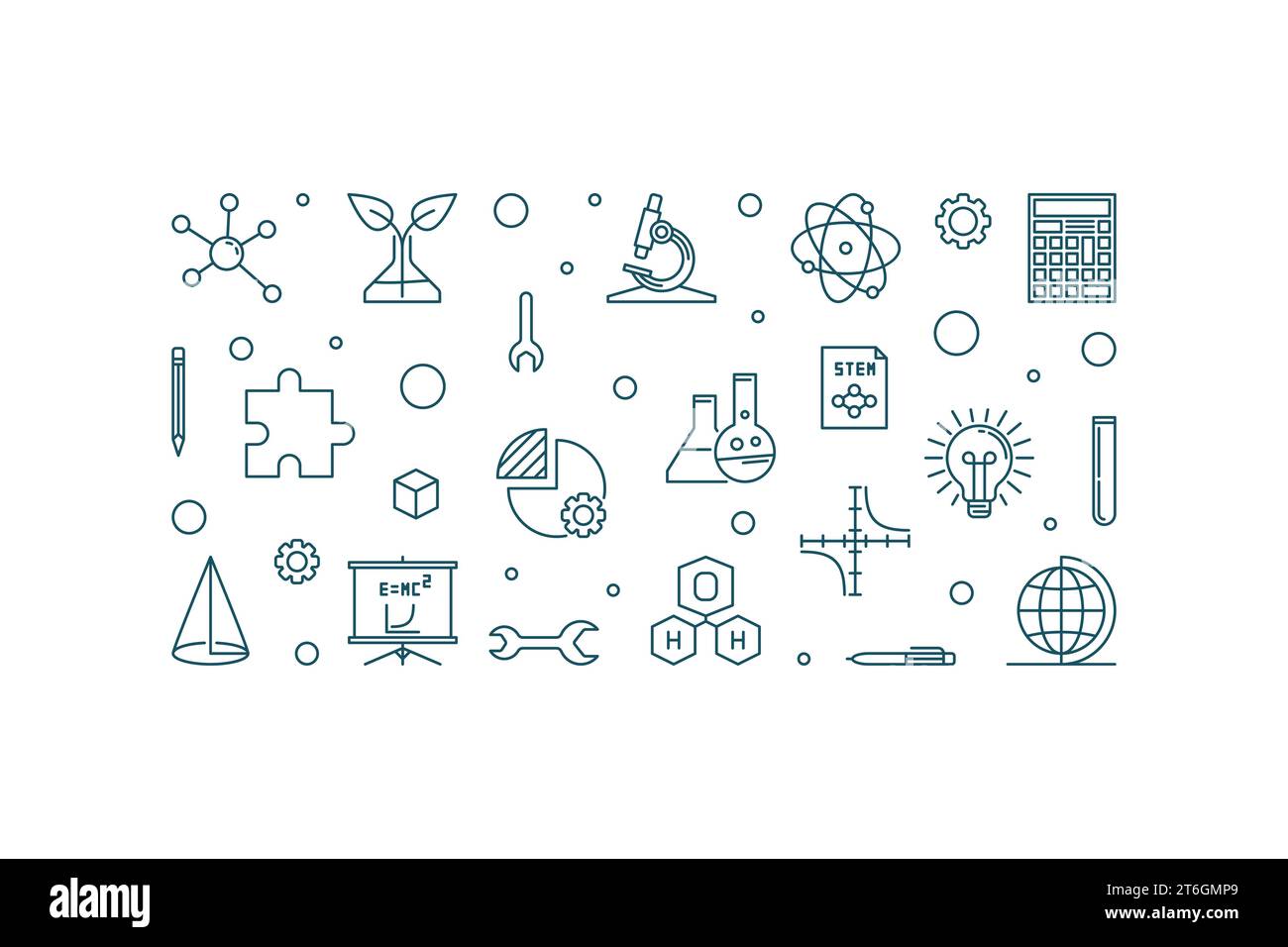 Science, Technology, Engineering and Math Education thin line ...