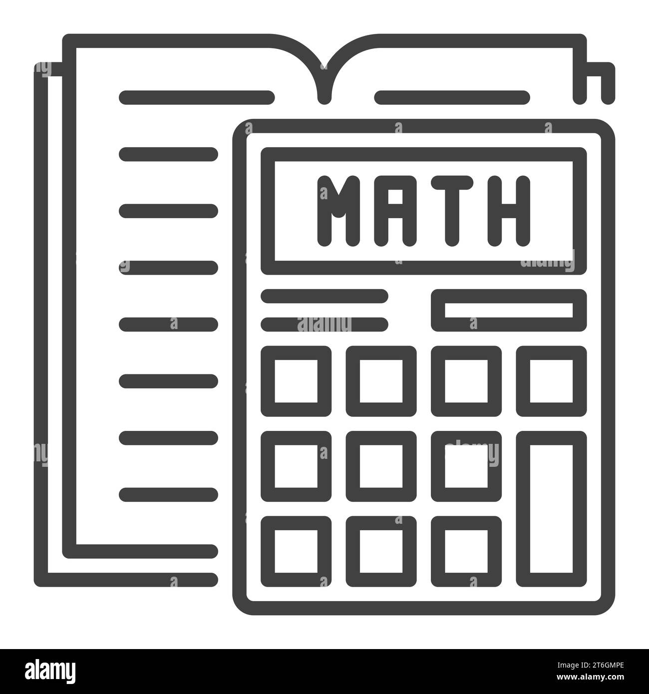 Book and Calculator vector Math concept icon or symbol in outline style ...