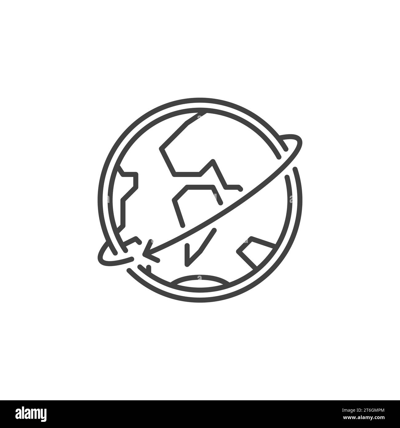 Earth with Arrow vector concept icon or symbol in outline style Stock ...
