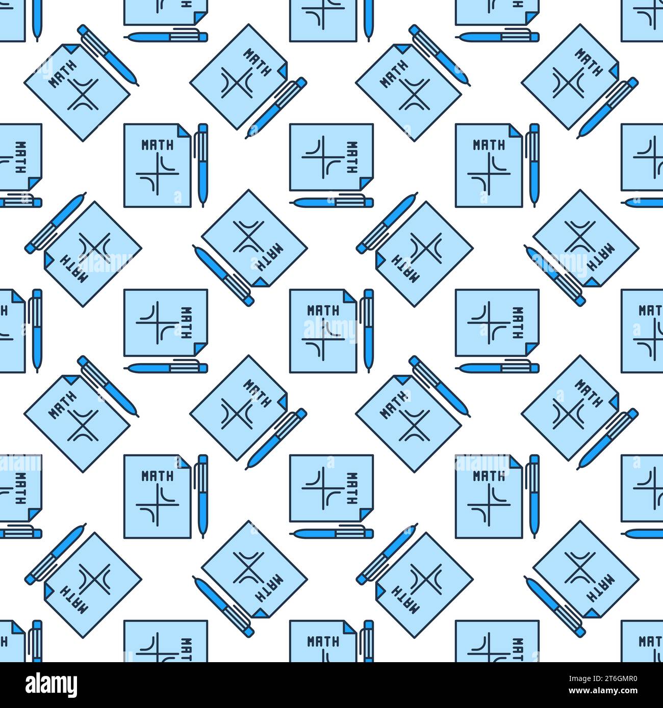 Mathematics Paper with Pen vector Math concept blue seamless pattern ...
