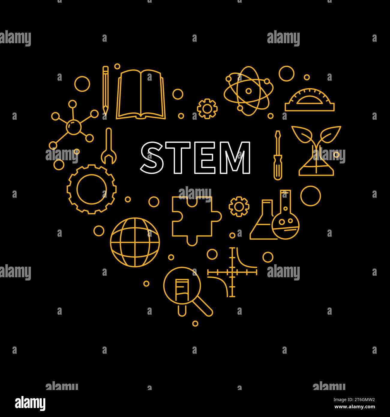 STEM Science Heart outline concept banner. Science, Technology ...