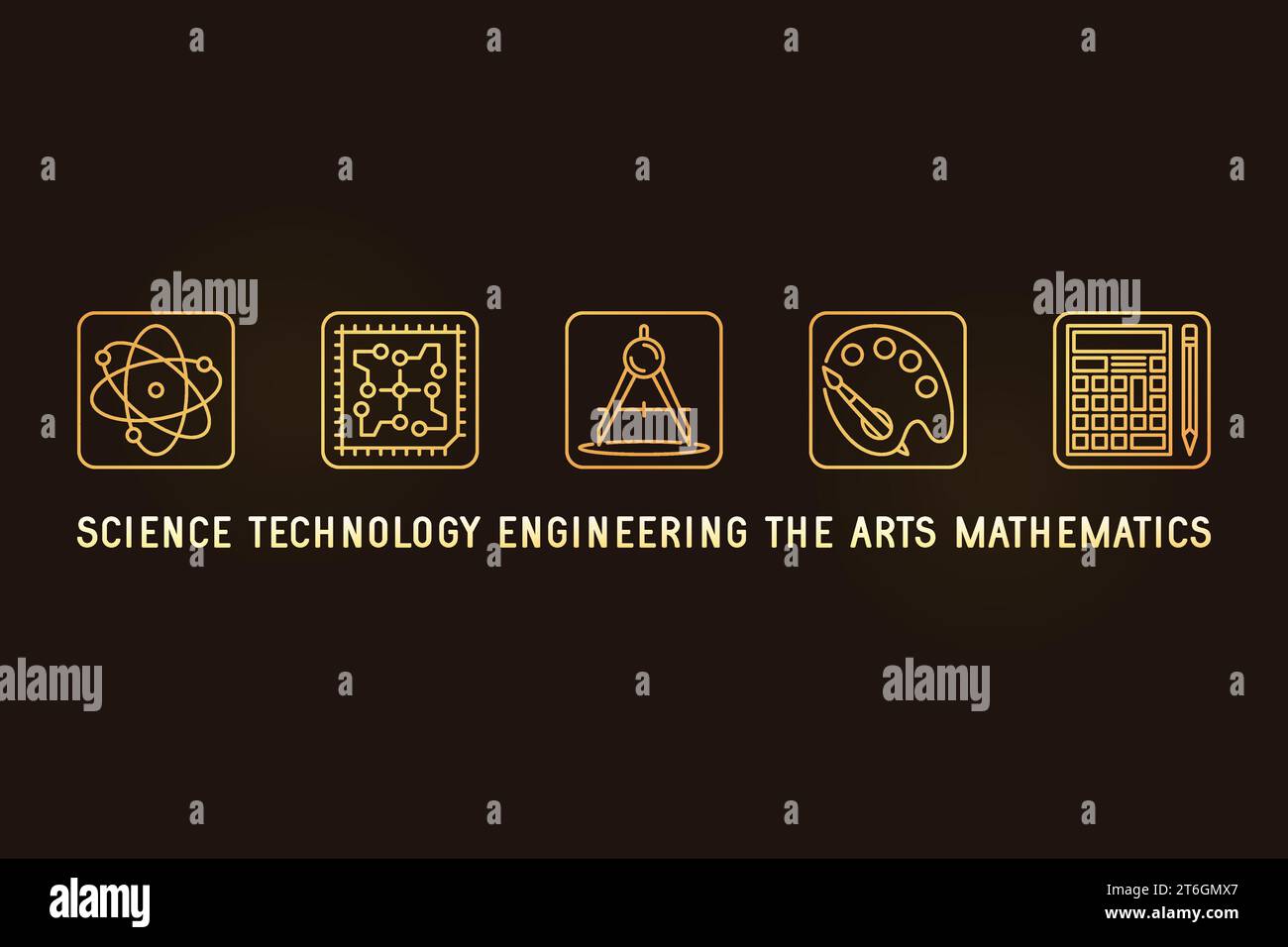 Atom, Processor, Compasses, Palette and Calculator - STEAM golden ...