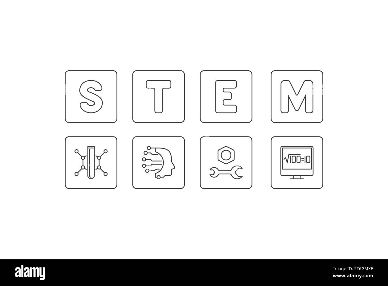 Science, Technology, Engineering and Math Education thin line vector ...