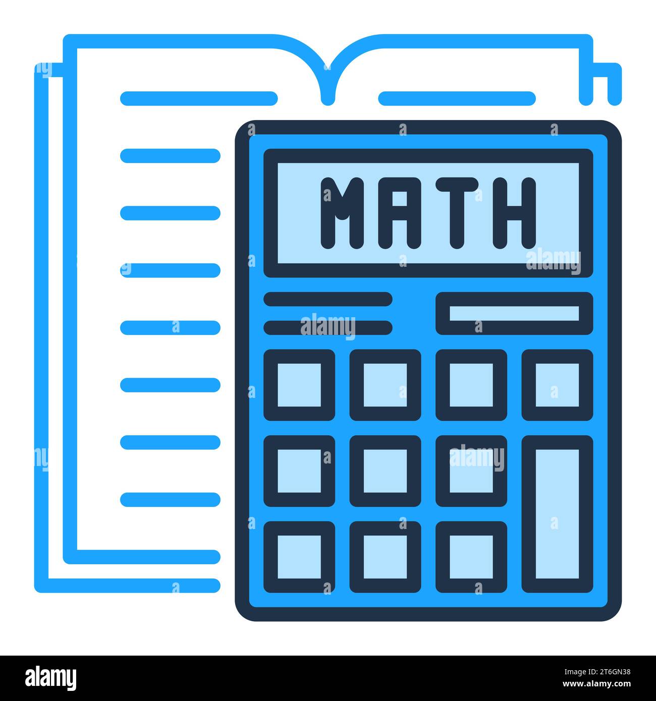 Calculator with Book vector Mathematics concept blue icon or sign Stock ...