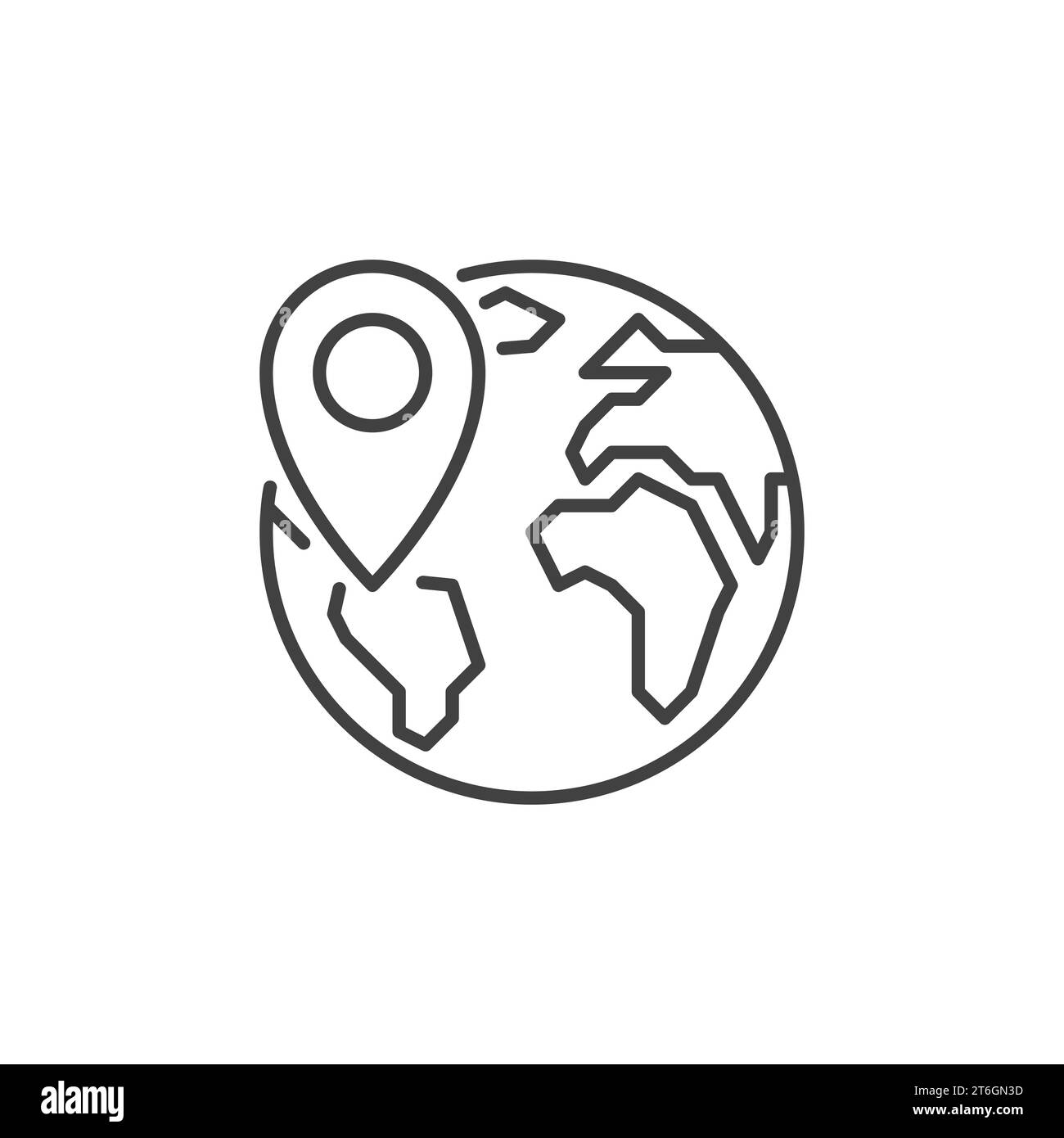 Geo Pin on Earth Planet vector concept icon or symbol in outline style ...