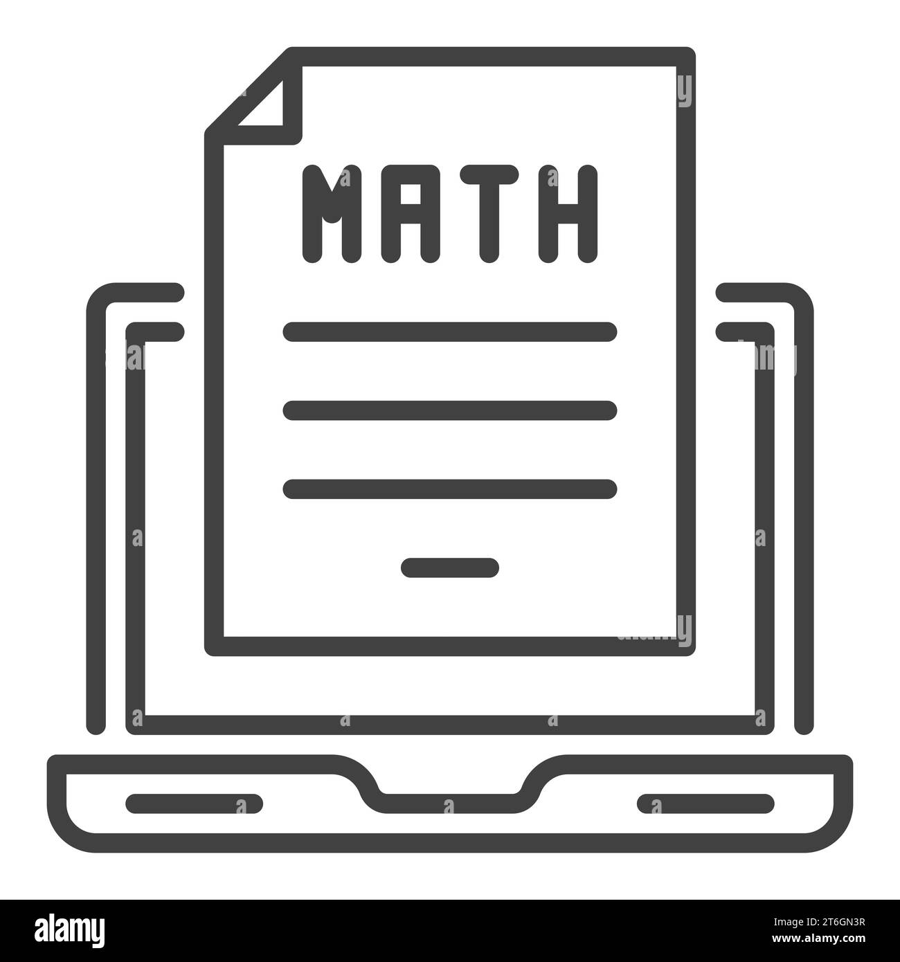 Math Paper with Laptop vector Mathematics concept icon or sign in thin ...