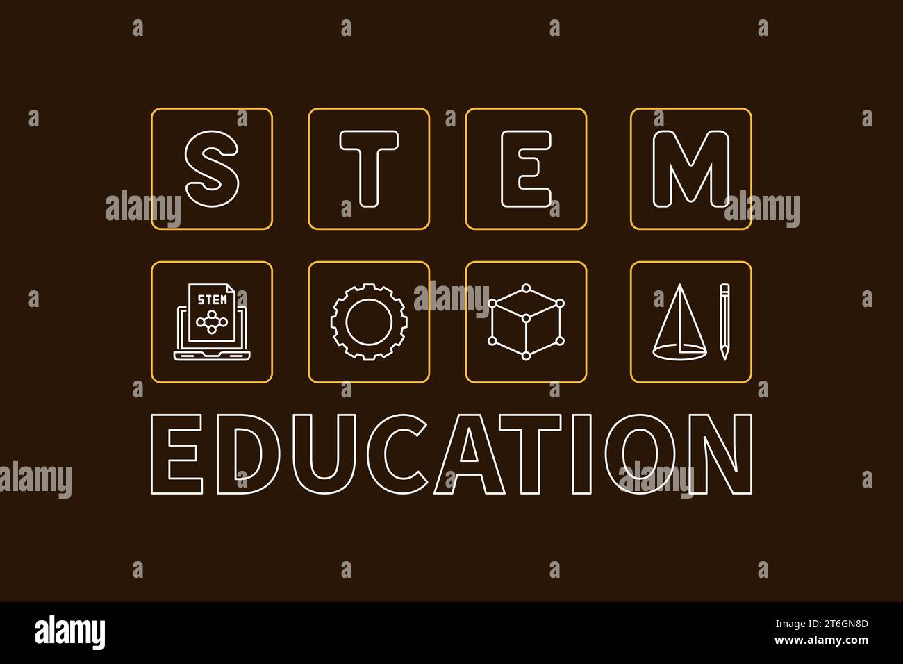 STEM Education - Science, Technology, Engineering, Mathematics outline concept creative banner ...