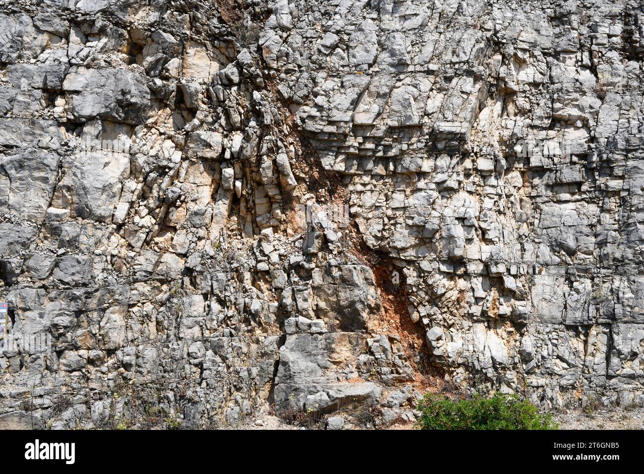 Normal fault in limestone strata. This photo was taken in Pedreira do ...