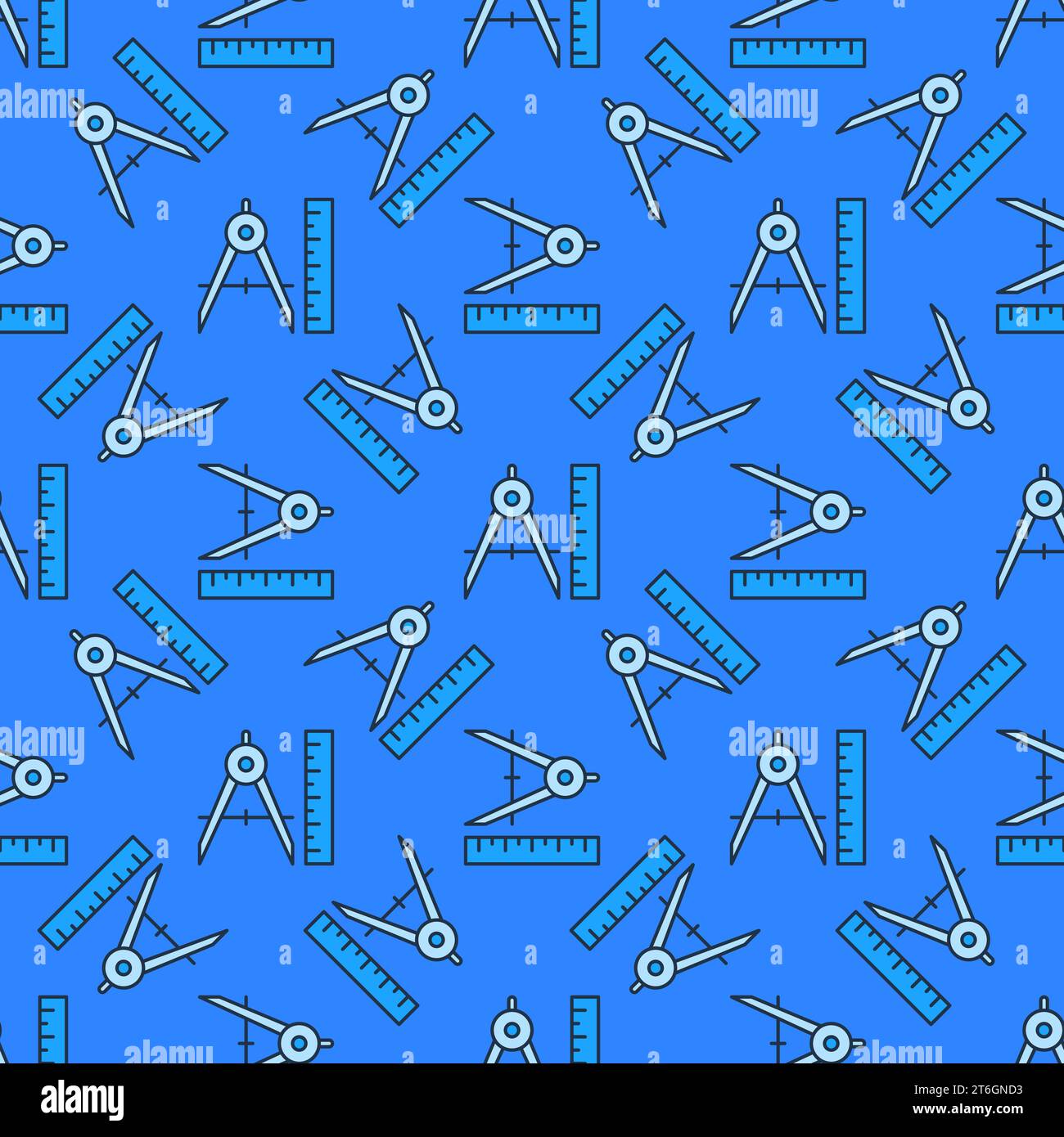 Ruler and Compass vector Mathematics Tools concept blue seamless ...