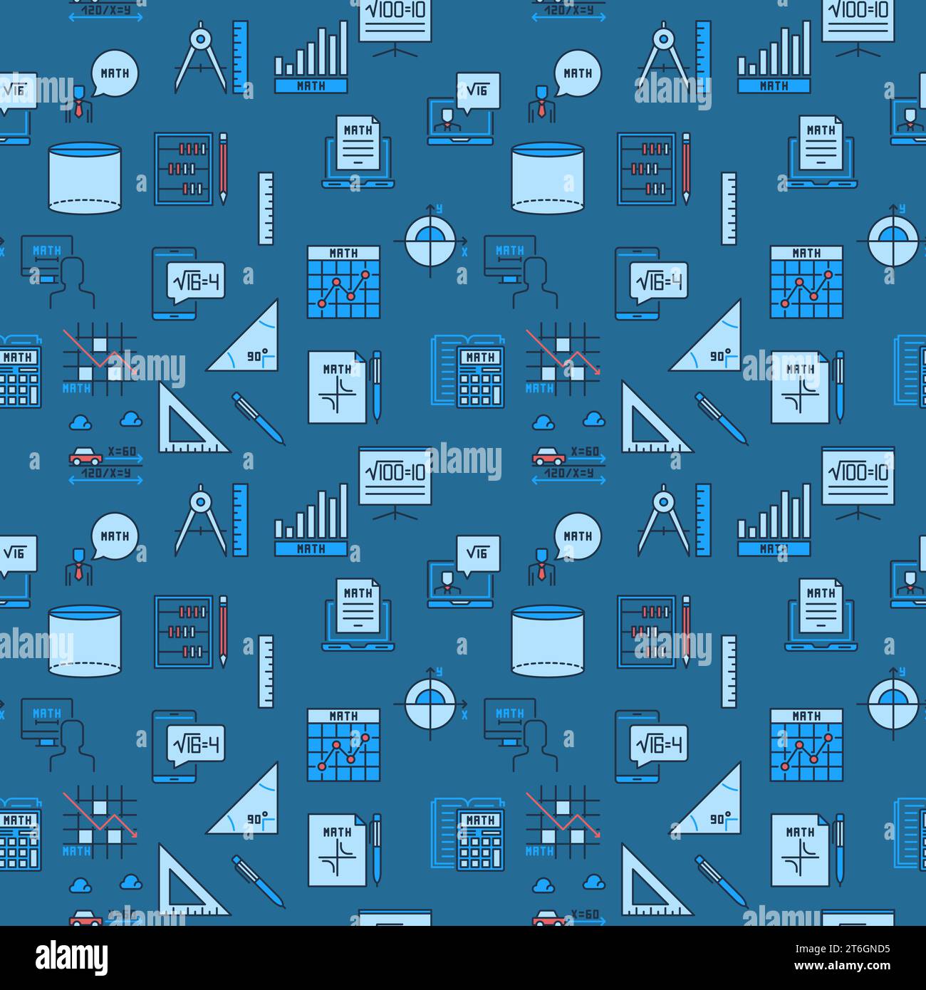 Math creative seamless pattern. Mathematics Science concept colored vector background Stock ...