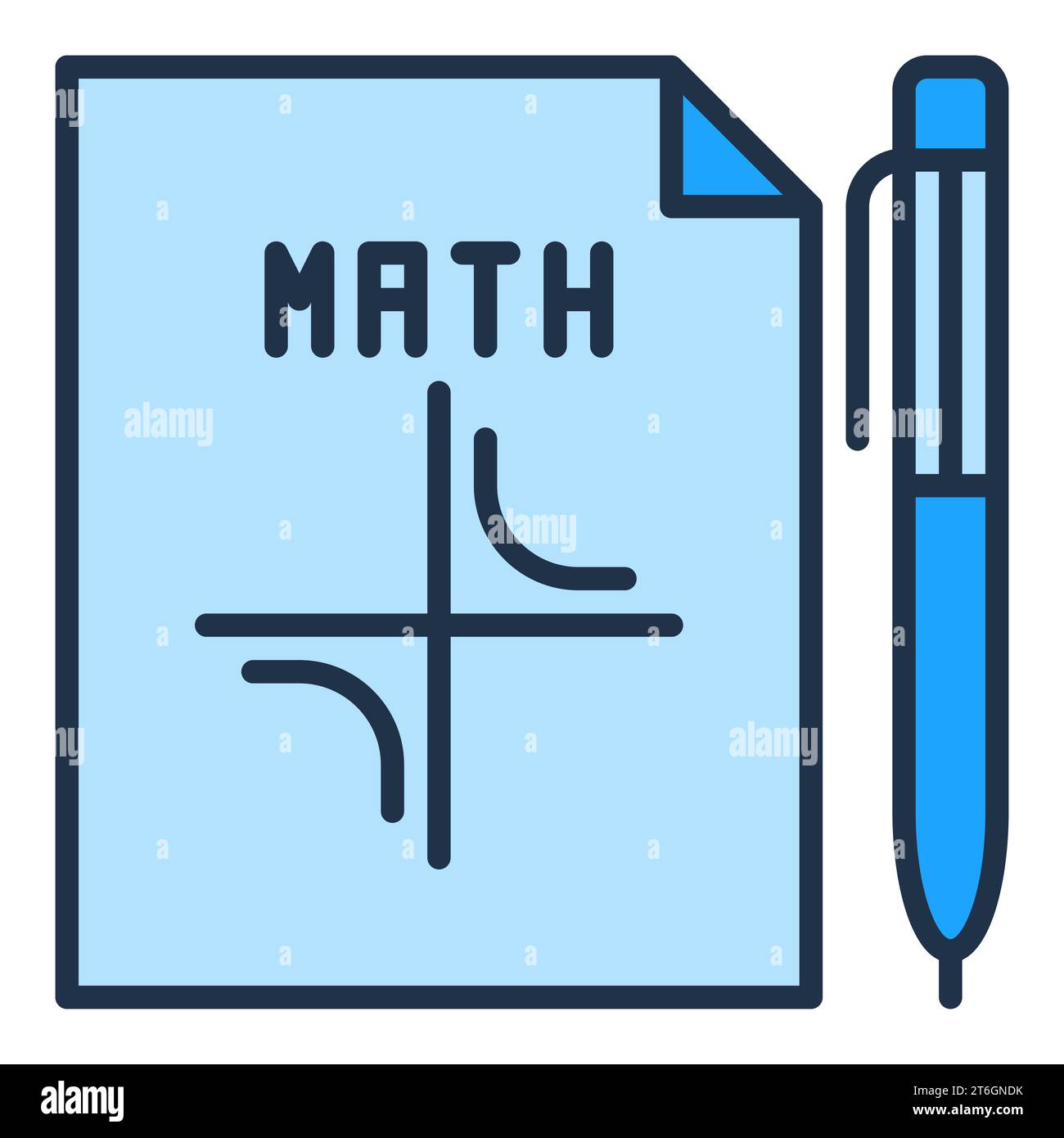 Mathematics Paper with Pen vector Math concept blue icon or design ...