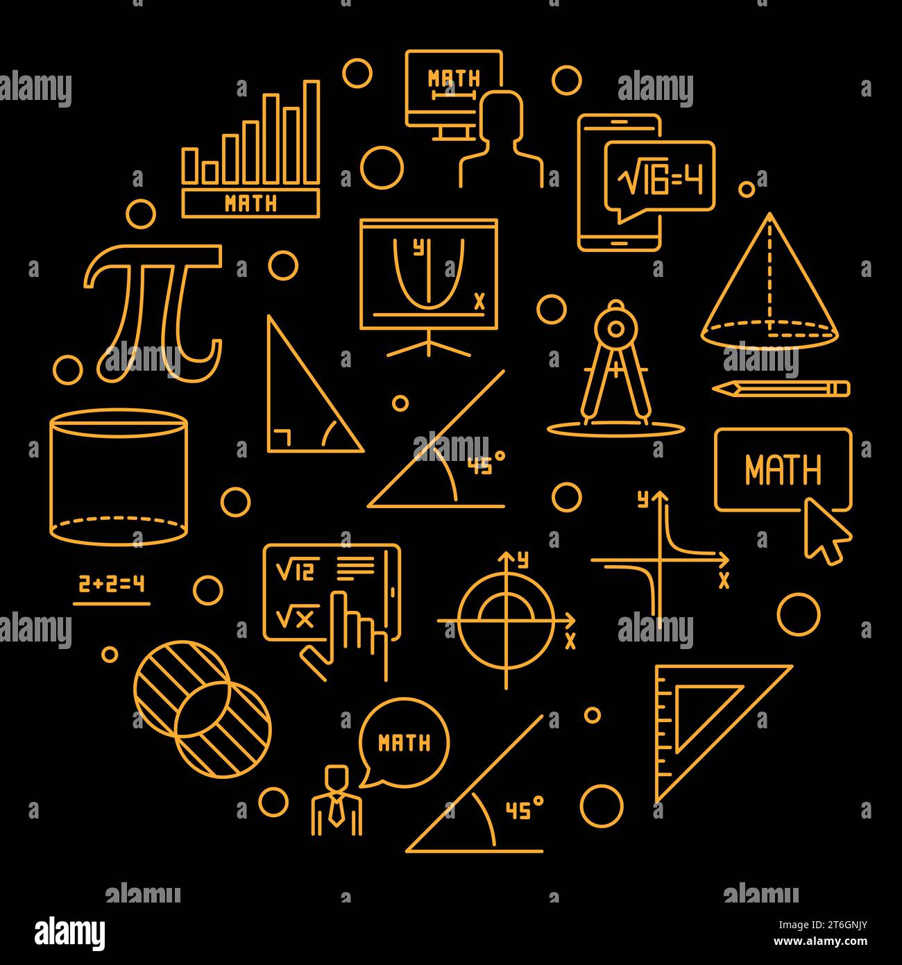 Mathematics Education concept vector outline circle-shaped banner ...