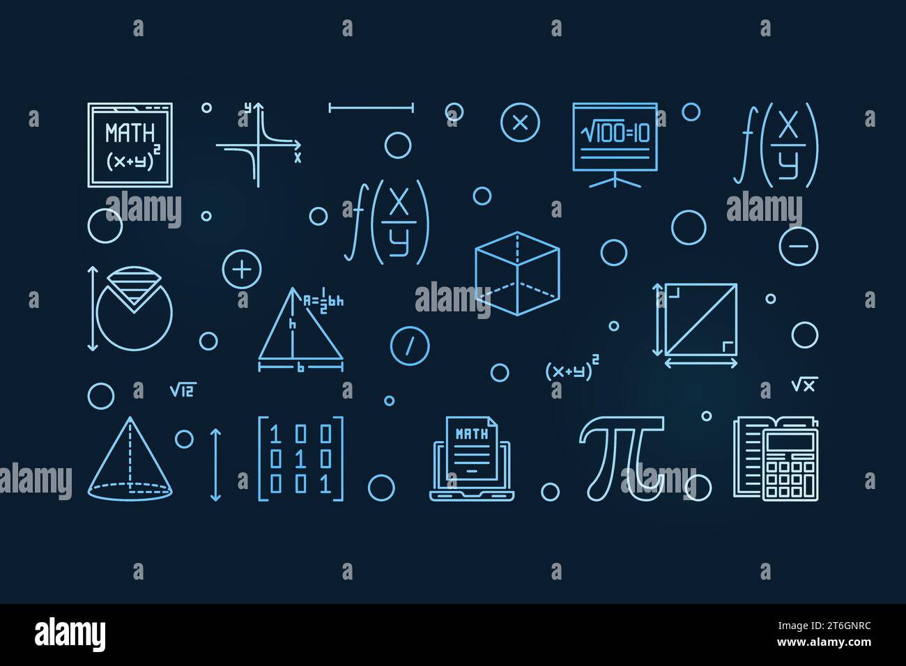 Back to School vector outline horizontal blue modern banner - Science ...