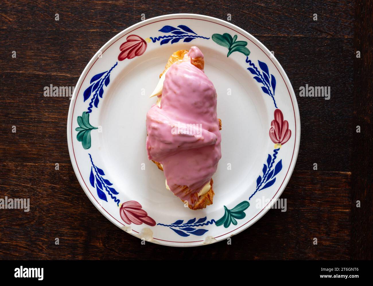 Crompouce on the plate, top down view. A cross between a tompouce and a ...