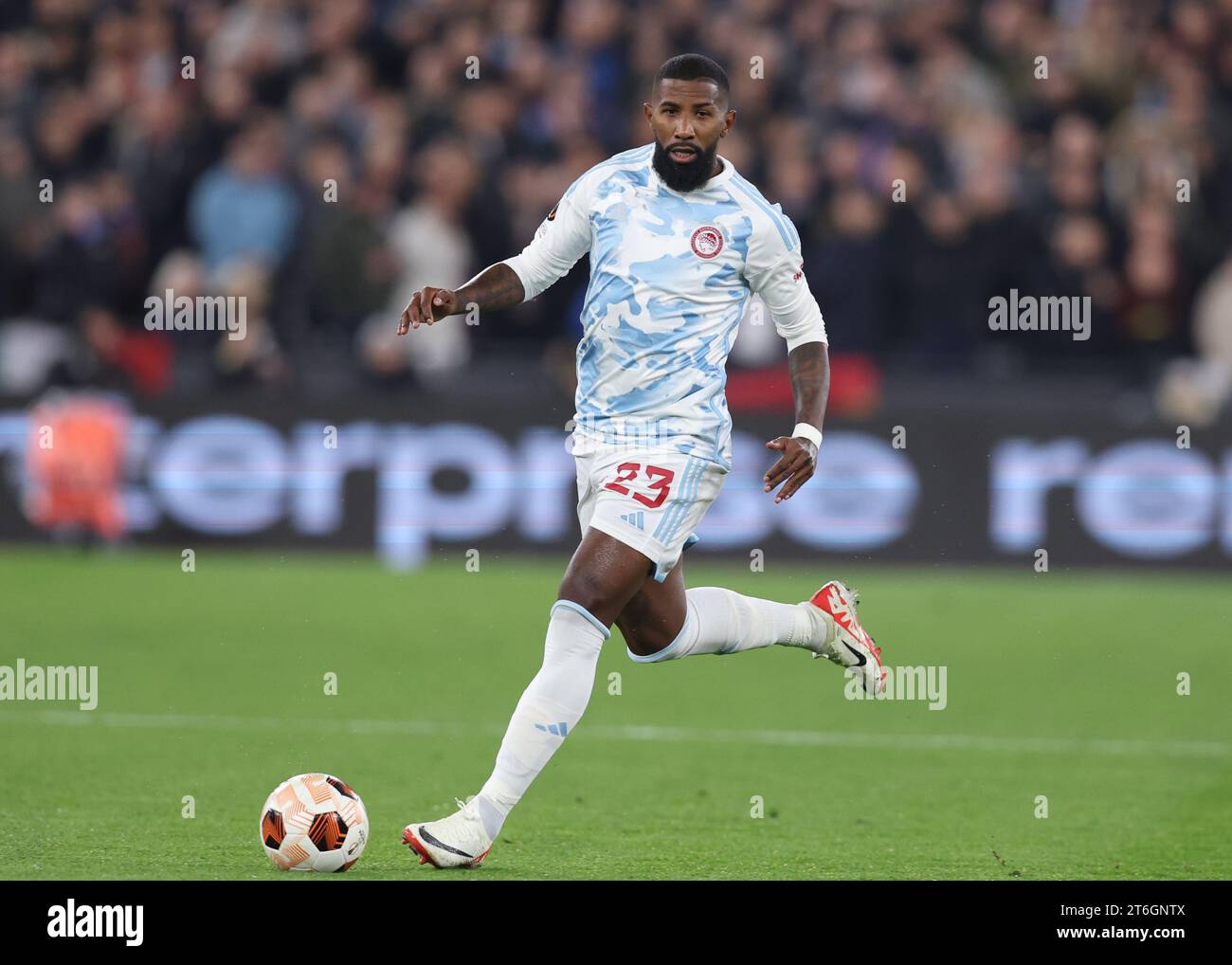 London, UK. 9th Nov, 2023. Rodinei of Olympiakos during the UEFA Europa ...