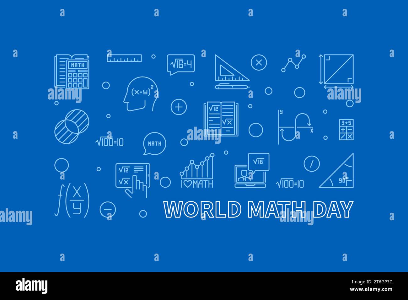 World Math Day concept vector outline horizontal banner - Math ...