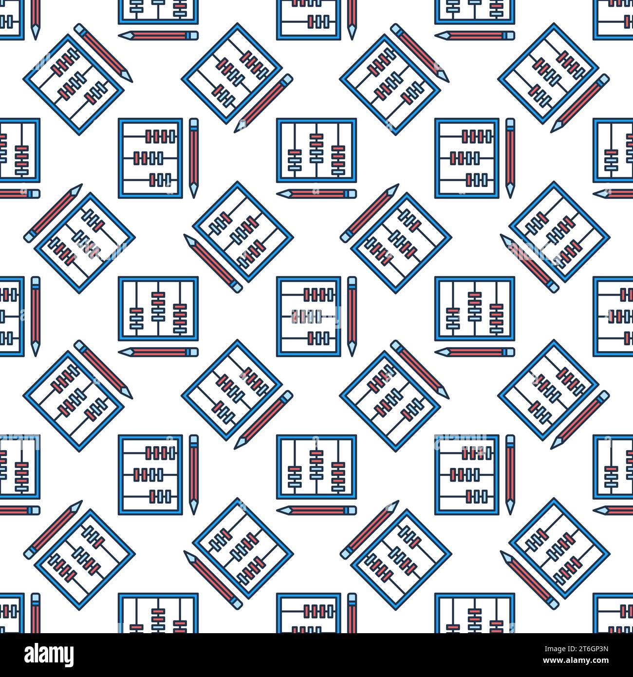 Math School Abacus and Pencil vector Mathematics Science concept colored seamless pattern Stock ...