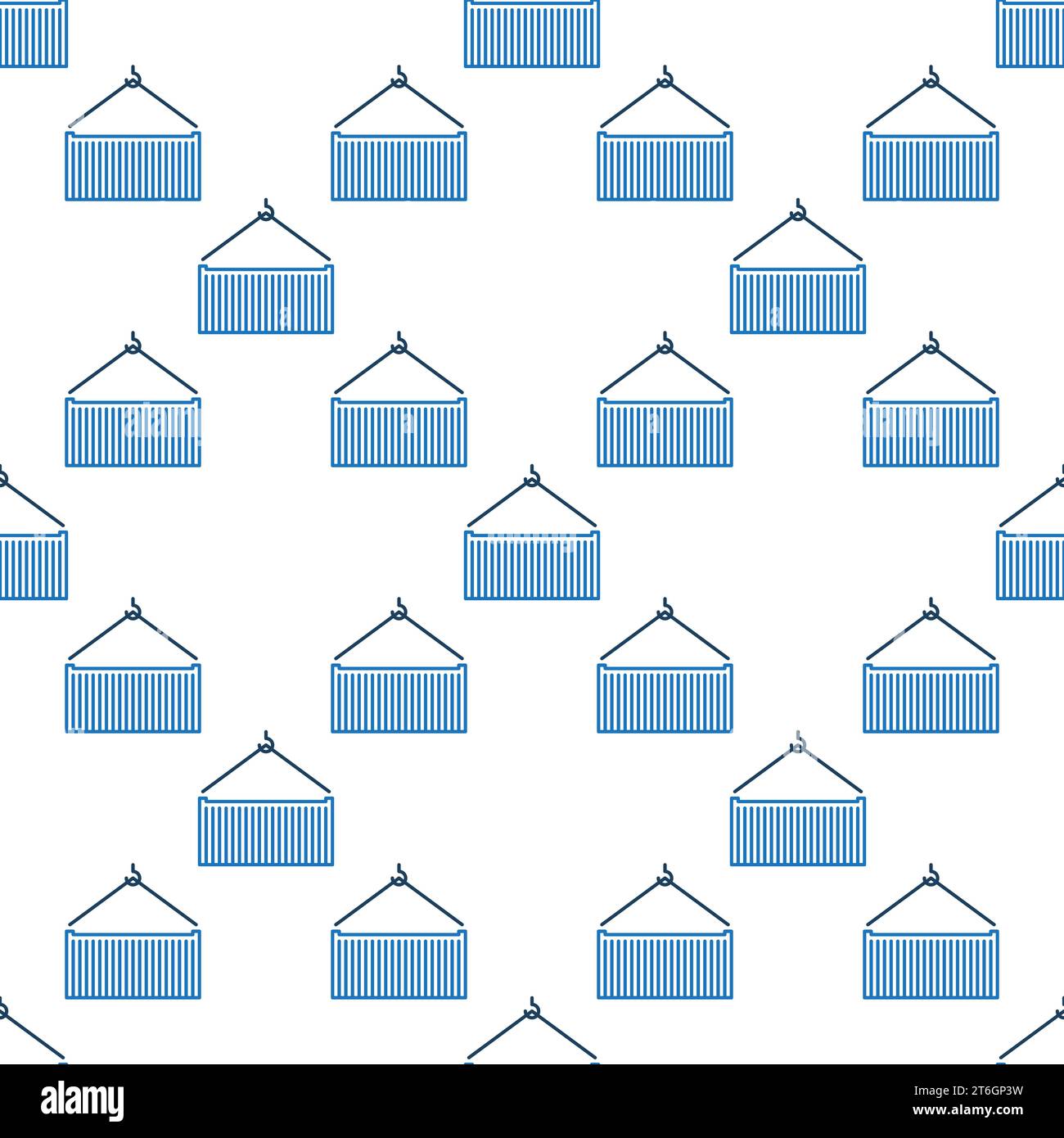 Hanging Shipping Container Vector Transportation Concept Seamless Pattern In Thin Line Style