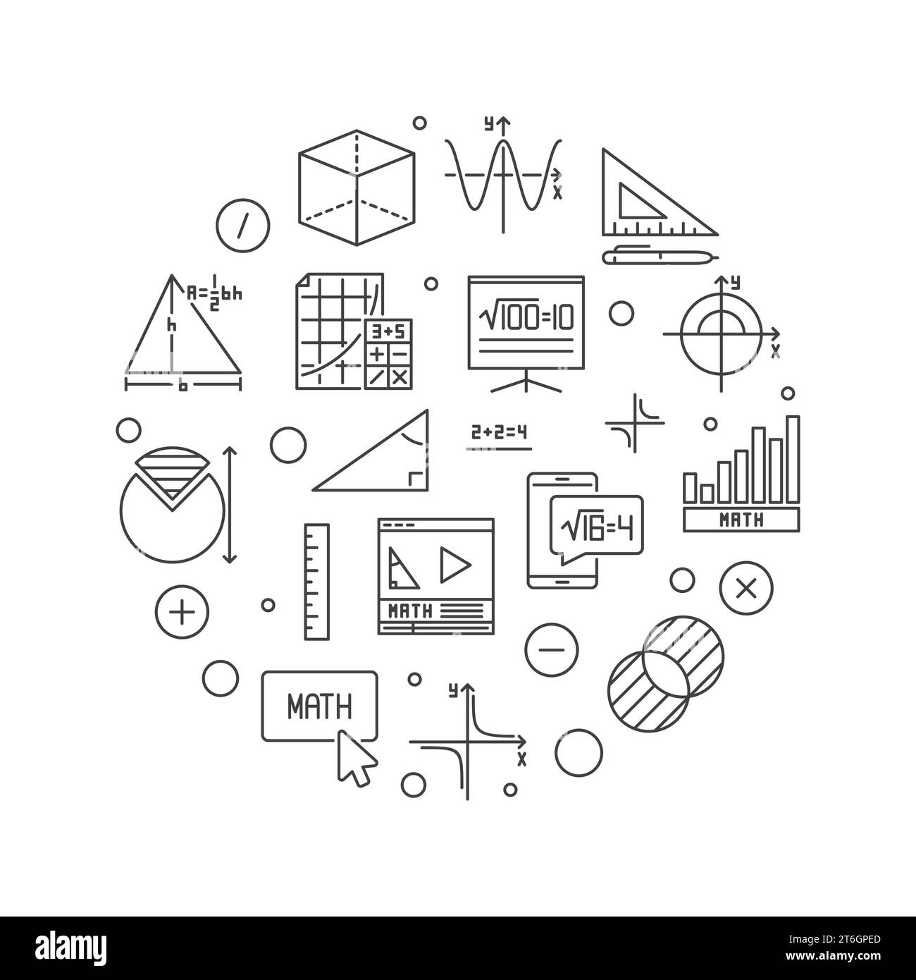 Math Learning vector outline round banner. Mathematics concept ... Math Learning vector outline round banner. Mathematics concept ...