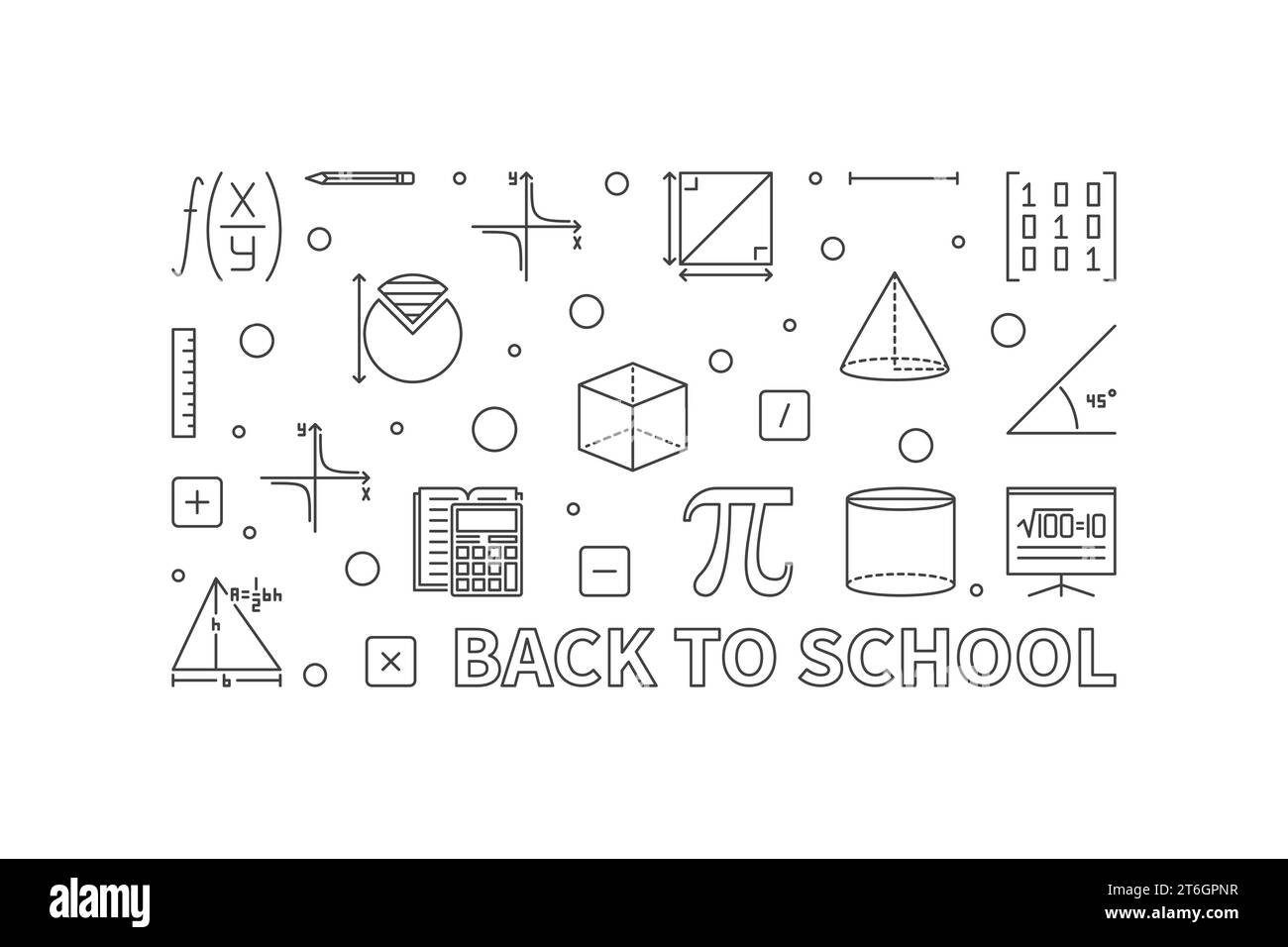 Back to School concept vector thin line horizontal banner. Vector ... Back to School concept vector thin line horizontal banner. Vector ...