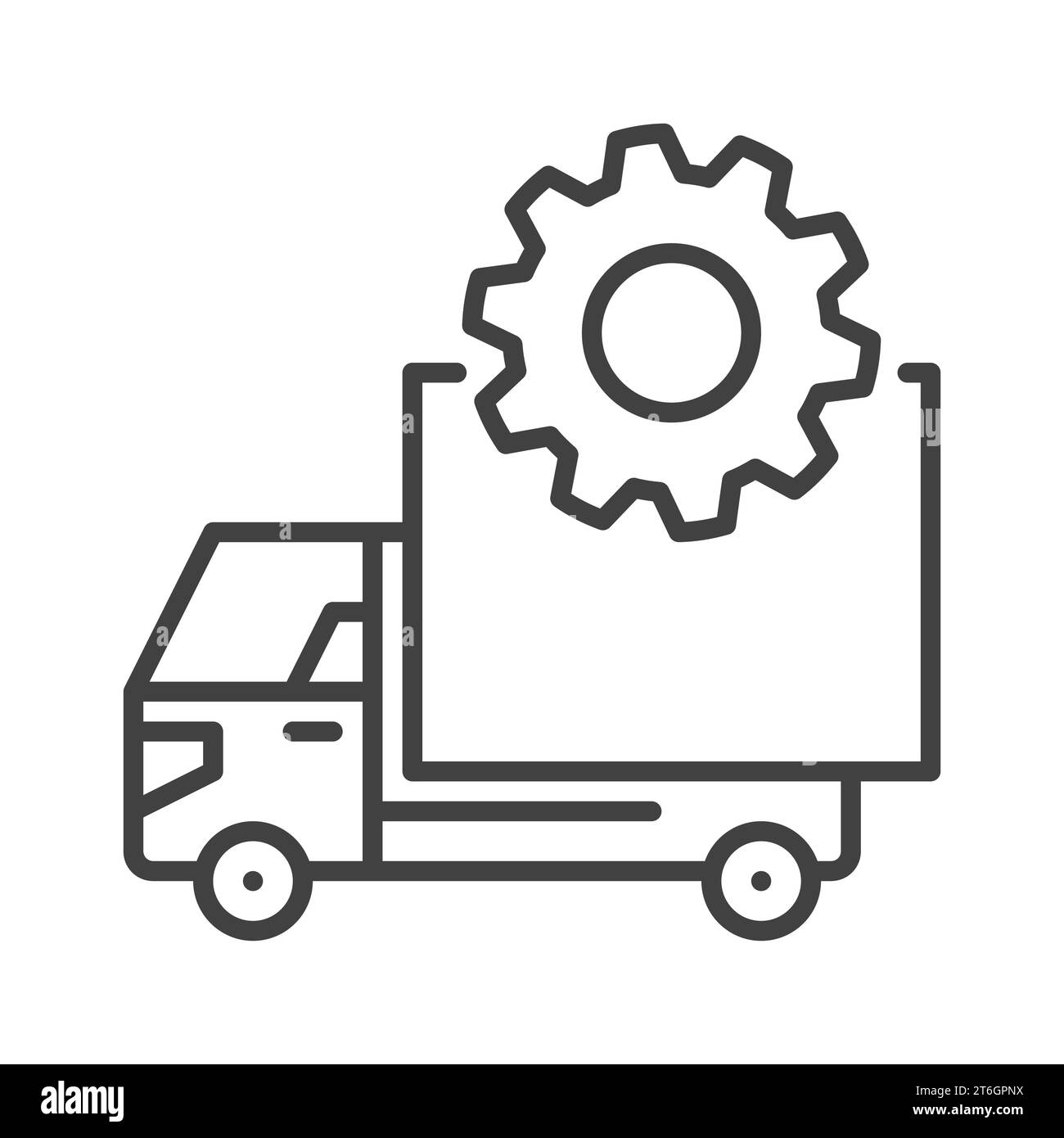 Gear and Delivery Truck vector concept thin line icon or symbol Stock ...