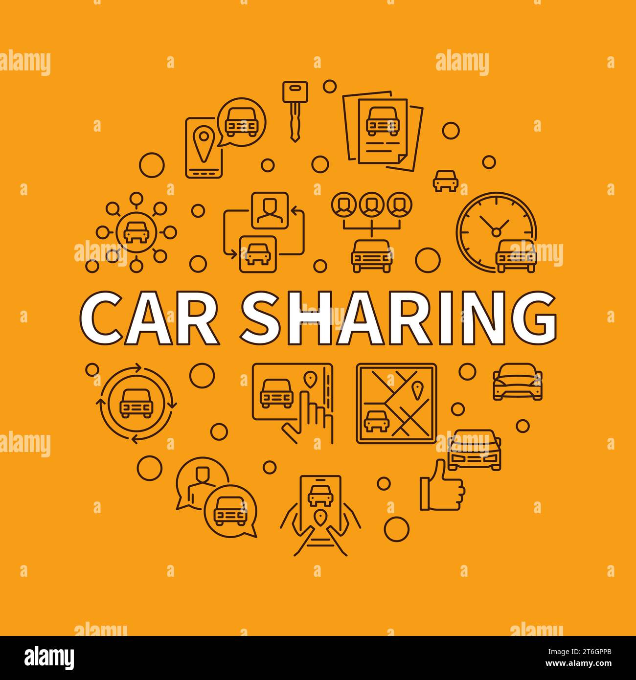 Car Sharing outline circle shaped banner - Carsharing concept vector ...