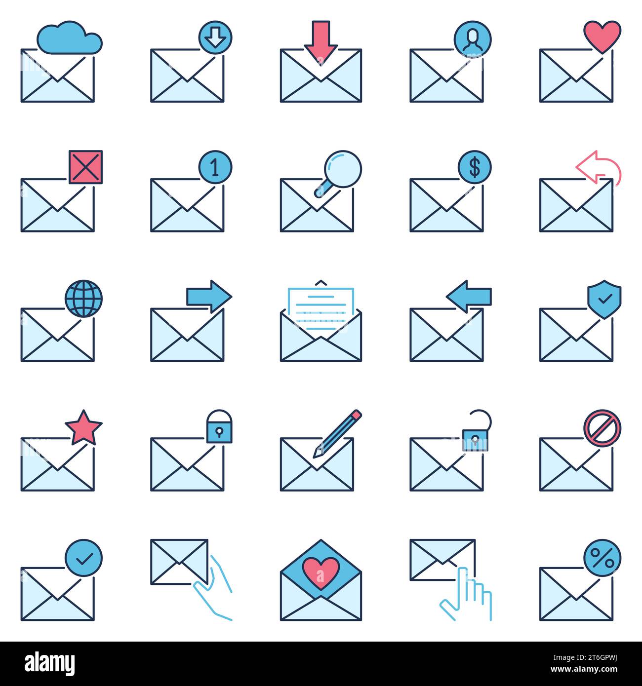 Email Envelope colored icons set. Mail and Message vector concept ...