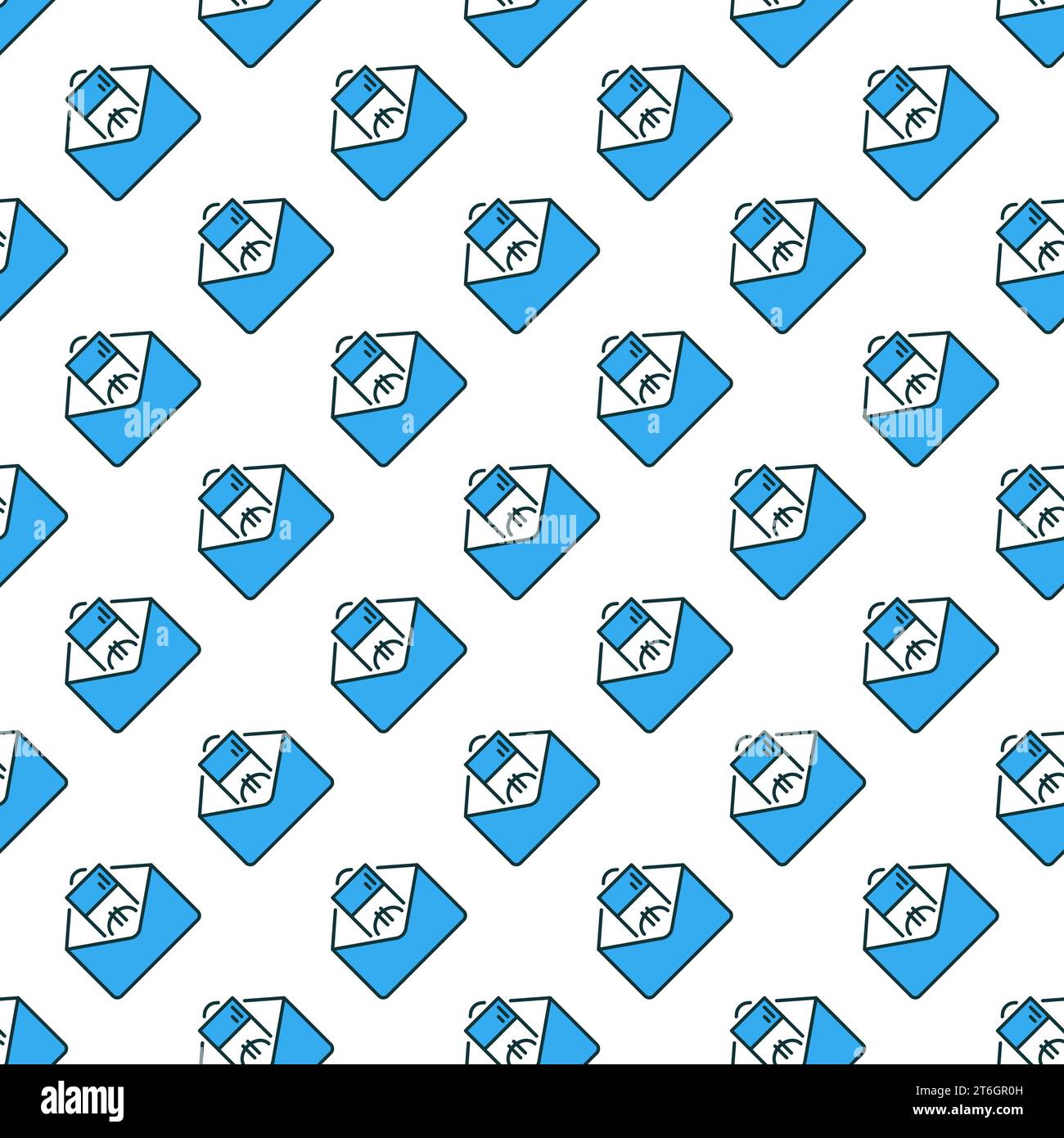 Envelope with EURO Money vector Salary concept colored seamless pattern ...