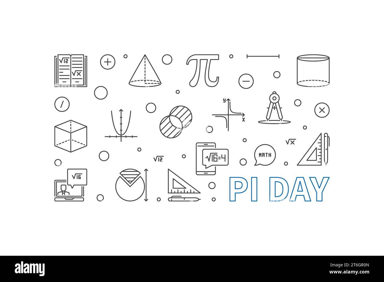 Pi Day Mathematical Constant concept vector thin line horizontal banner ... Pi Day Mathematical Constant concept vector thin line horizontal banner ...