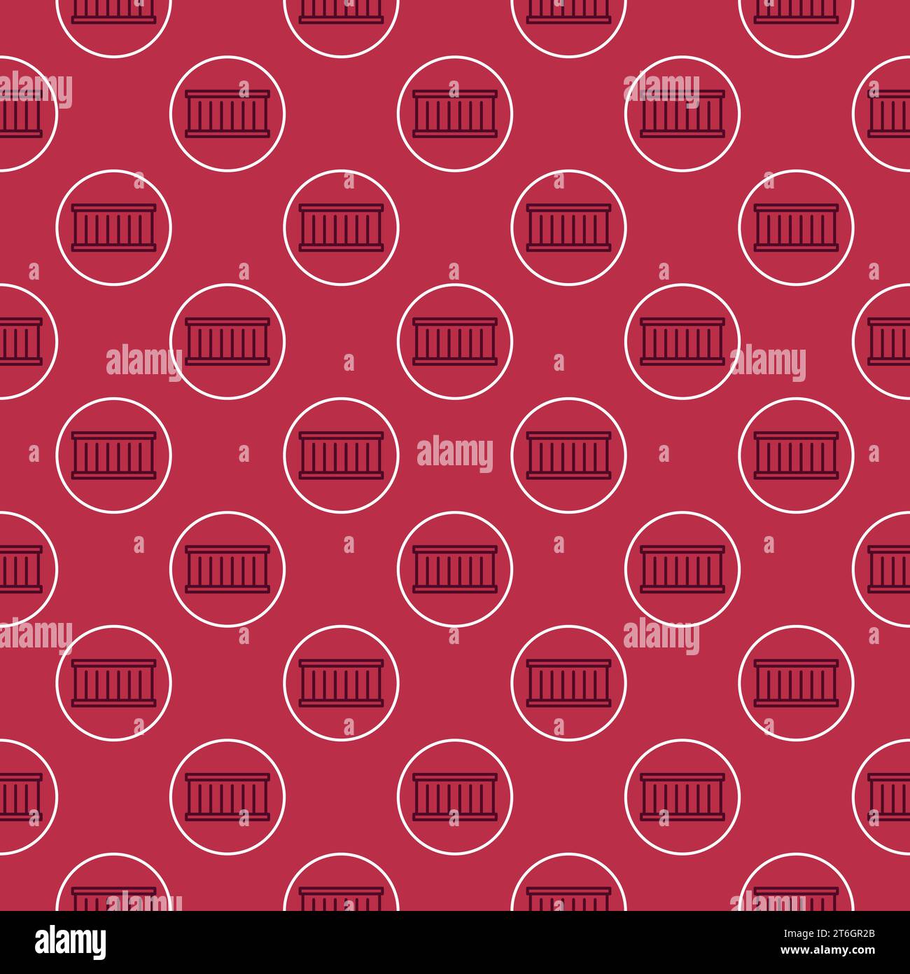 Circle with Shipping Container vector concept red seamless pattern in ...