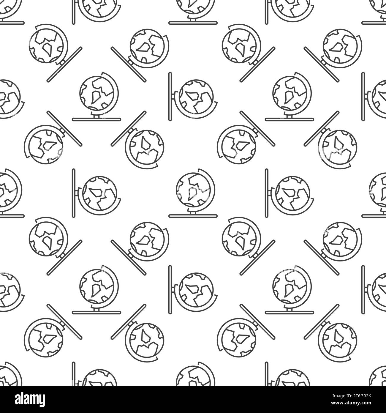 Earth Globe on Stand vector concept linear simple seamless pattern ...