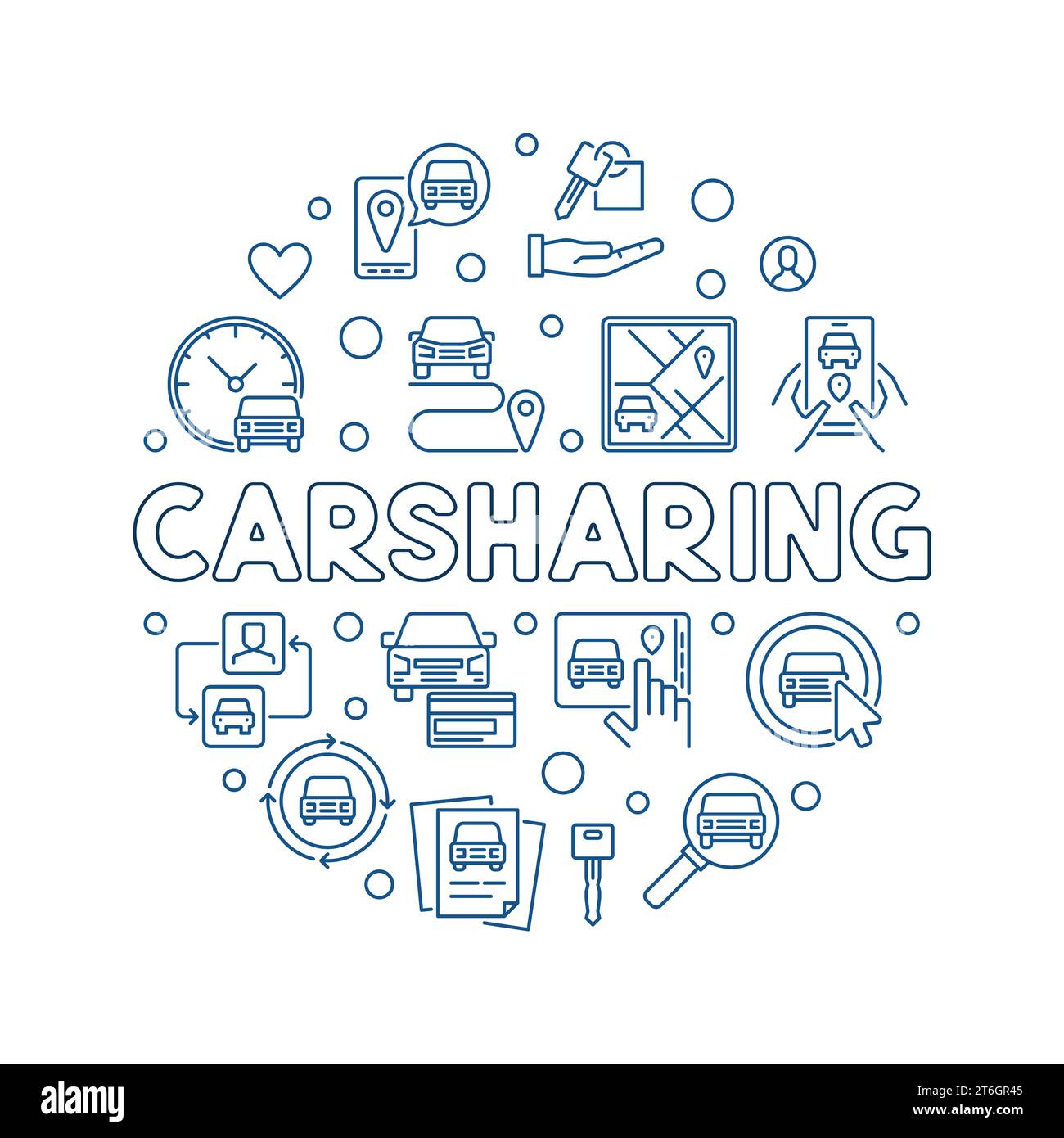 Carsharing Concept Circle Shaped Line Illustration Car Sharing
