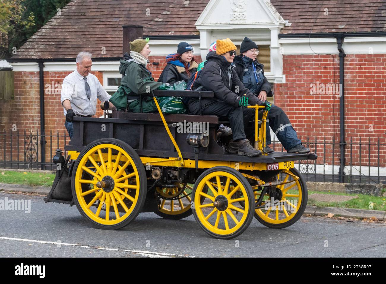 An 1896 Salvesen steam open cart car in the London to Brighton veteran ...