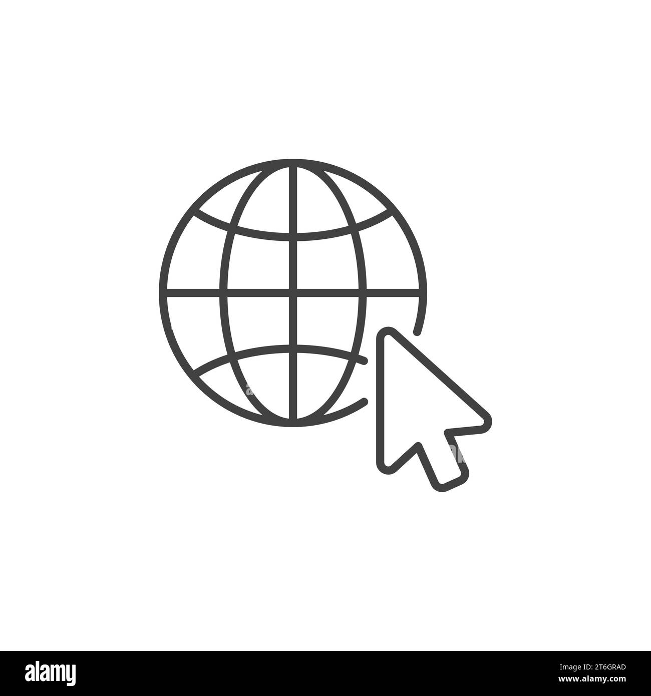 Mouse Cursor on Globe vector concept icon or symbol in outline style ...