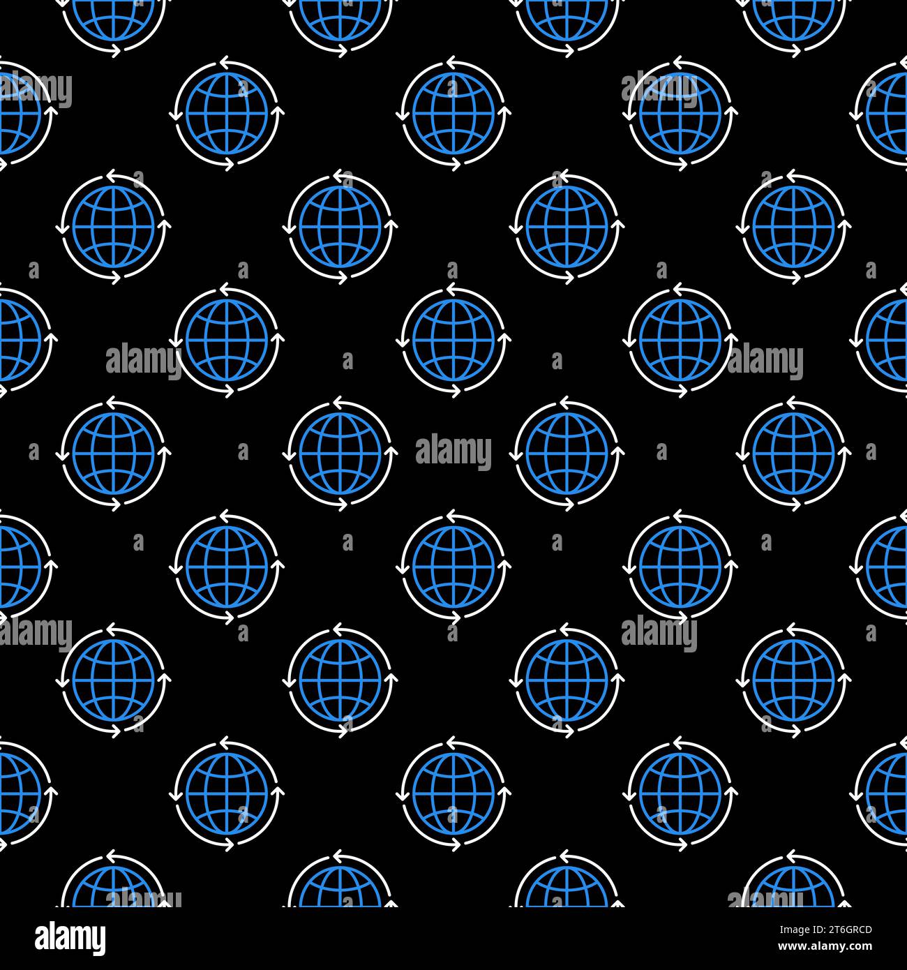 Globe inside Arrows vector concept dark seamless pattern in outline ...