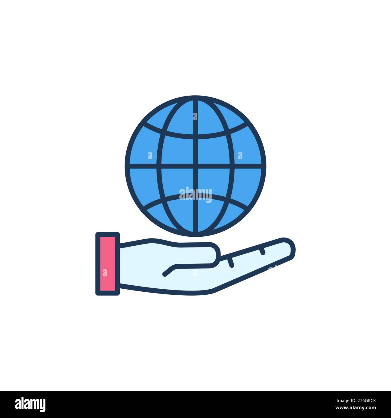 Hand with Globe vector concept colored icon or design element Stock ...