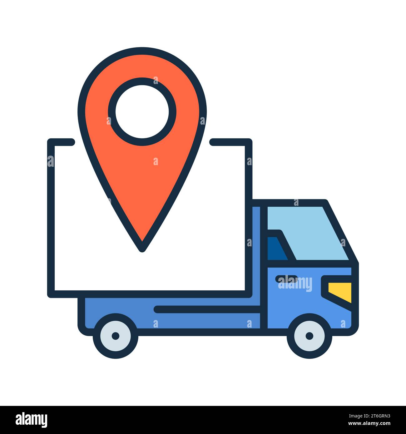 Map Pin and Delivery Truck vector Location concept colored icon or ...